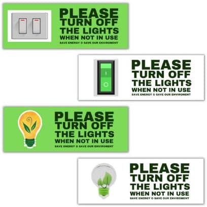 Set of 4 Multicolor Please Turn Off The Lights When NOT in USE Signs ...