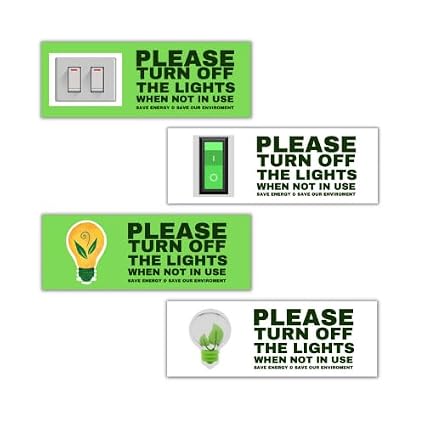 Set of 4 Multicolor Please Turn Off The Lights When NOT in USE Signs ...