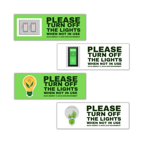 Set of 4 Multicolor Please Turn Off The Lights When NOT in USE Signs ...