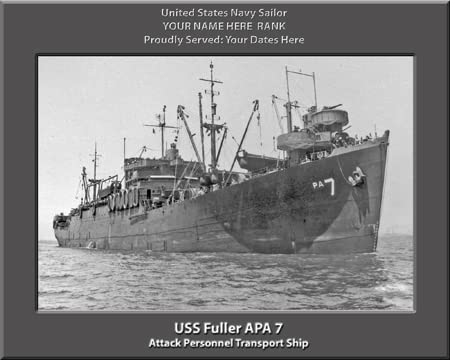 USS Fuller APA-7 Personalized United States Navy Ship