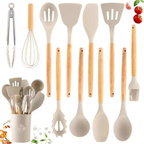 12 Pièce Ustensiles de Cuisine en Silicone Ustensiles Cuisine avec ...