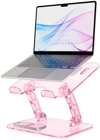 Amazon.com: HEWYIOS Pink Acrylic Adjustable Laptop Stand,Adjustable ...
