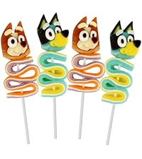 Amazon.com : Bluey and Bingo Gummy Lollipops, Character Candy Skewers ...