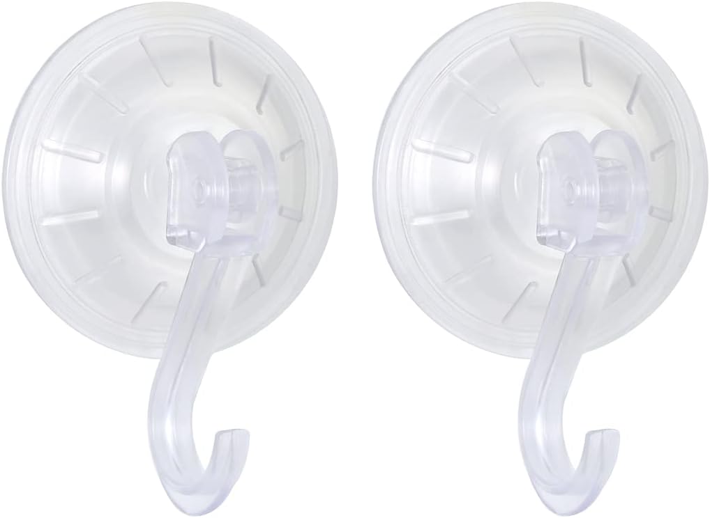 LuluEasy 2 Pack Suction Cup Hooks Strong Reusable Shower Hooks Clear ...
