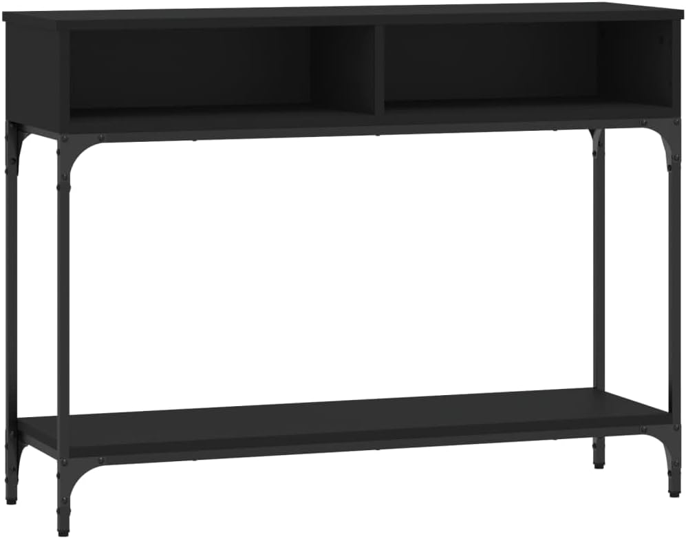 vidaXL Modern Console Table in Black - Engineered Wood and Metal Frame ...