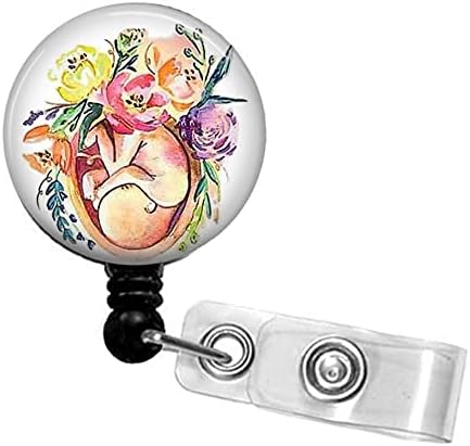 Amazon.com : Generic Floral Fetus Badge Reel, OBGYN Badge, L&D Nurse ...