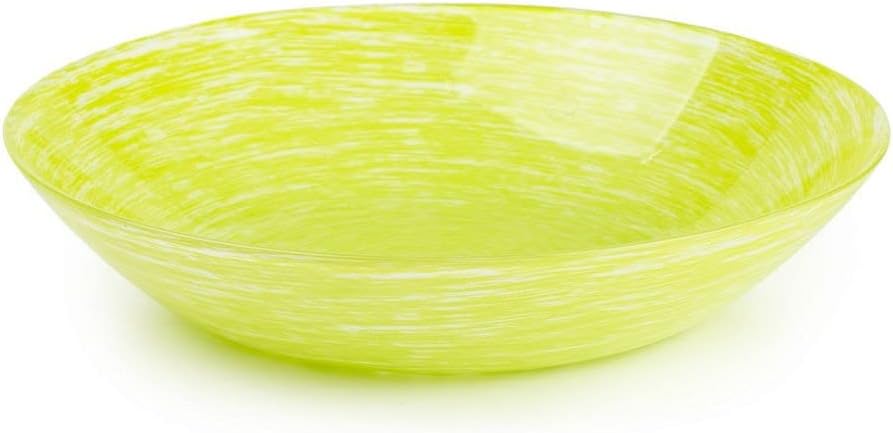 Amazon.com | Luminarc Glass Bowl Brush Mania Green Glass Dinner Bowl ...