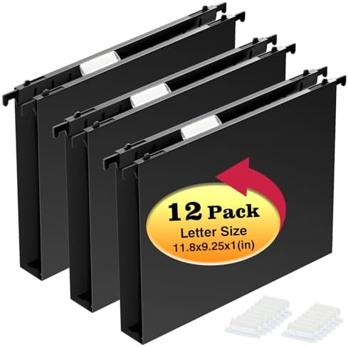 Amazon.com : Extra Capacity Plastic Hanging File Folders,12 Pack ...