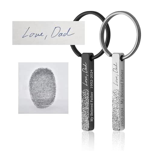 Amazon.com: Fingerprint Keychain, Handwriting Keychain, Engraved ...