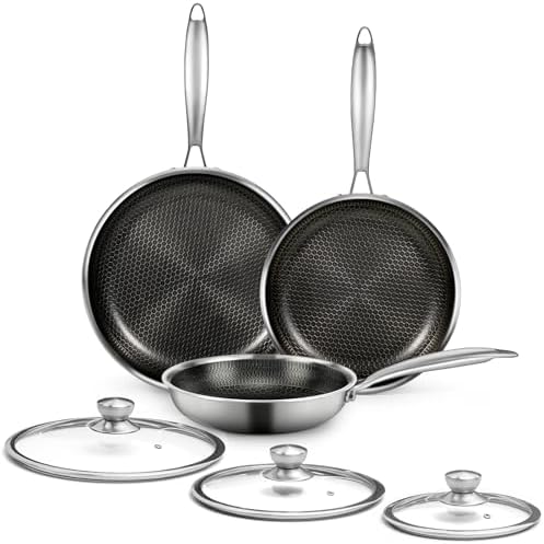 Amazon.com: Frying Pan Set With Lids - Non Stick Frying Pans Set 3 Pcs ...