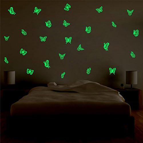 Sticker Hub Pack of 2 Glowing Butterfly Fluorescent Luminous Stickers ...