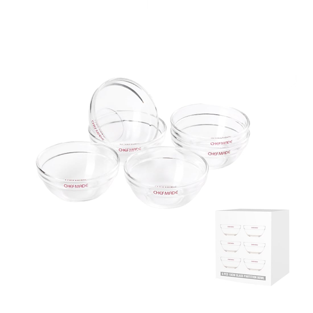 Snapklik.com : 6 Pack Glass Bowls Set, 4 Inch Glass Bowls,Clear Mini ...