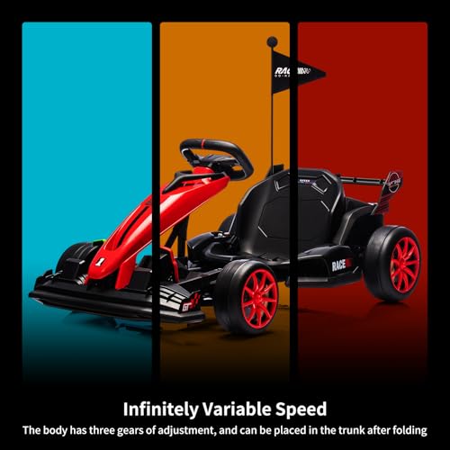 Go Kart Electric Drift Kart Car with Adjustable Seat, 24V Outdoor Ride ...
