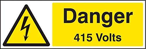 Caledonia Signs 24003G Danger 415V Sign, Self Adhesive Vinyl, 300 mm x ...