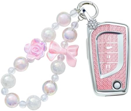 Amazon.com: Simocky Key Fob Cover with Diamond Keychain for Toyota Car ...
