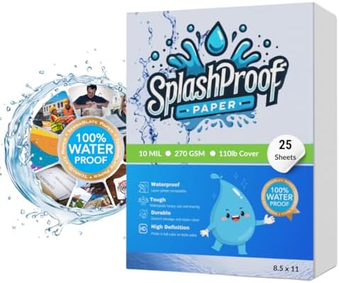 SplashProof Printer Paper - 8.5" x 11", 10 Mil Waterproof Paper, Laser ...