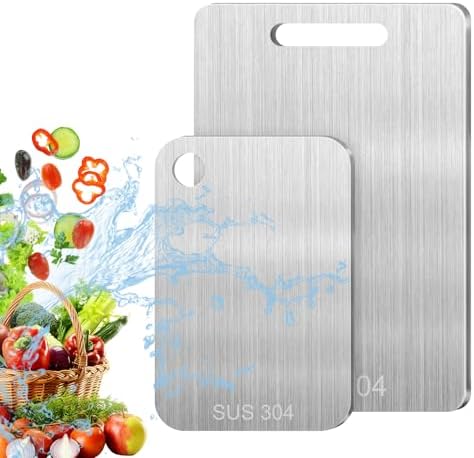 2 Pieces Stainless Steel Chopping Board, Double-Sided Food Grade Metal ...