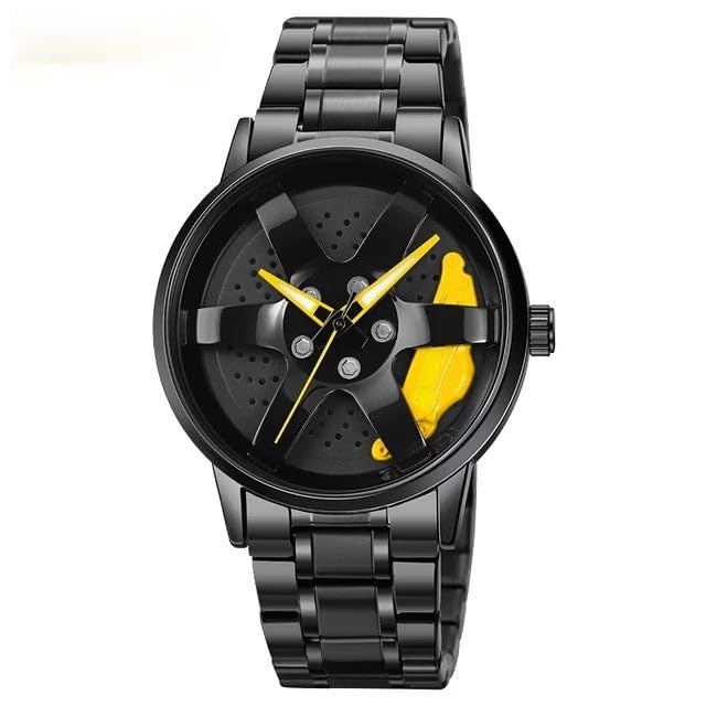 Buy Analog Round Full Rotate Heavy Machine Luxury Chain Men's Yellow ...