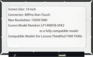 Amazon.com: WARWOLFTEAM Compatible with LP140WFB-SPK2 LP140WFB(SP)(K2) LGD0628 14.0 inches ...