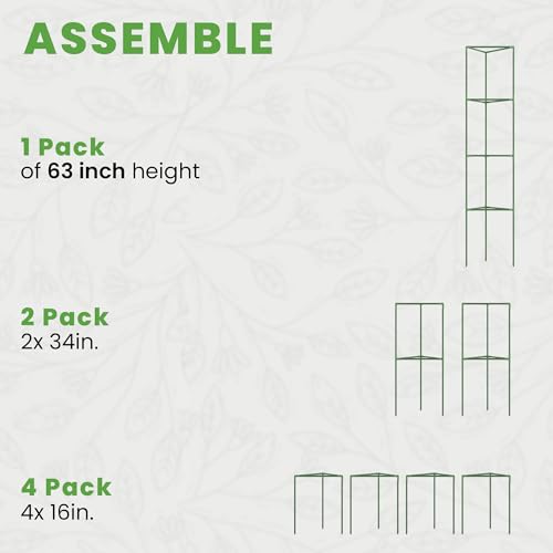 Tomato Cage Triangle(1 Pack - Up to 63") and 53x53 Cucumber Trellis for ...