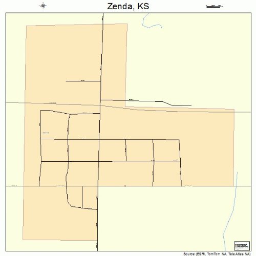 Large Street & Road Map of Zenda, Kansas KS - Printed poster size wall ...