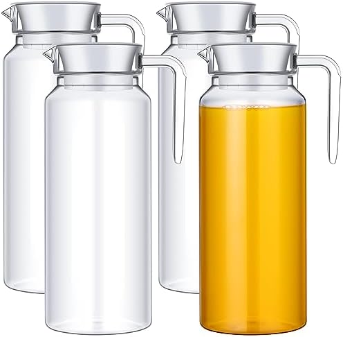 Amazon.com: Dandat 4 Pcs Acrylic Pitcher with Lid Unbreakable Clear ...