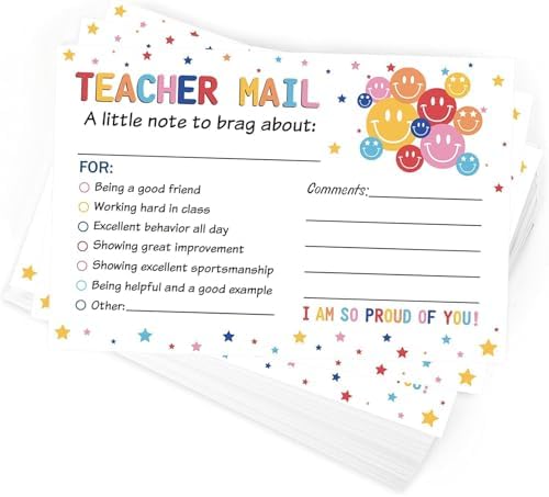 50 Pcs Teacher Mail Postcards Teacher Notes to Parents,Classroom Good ...