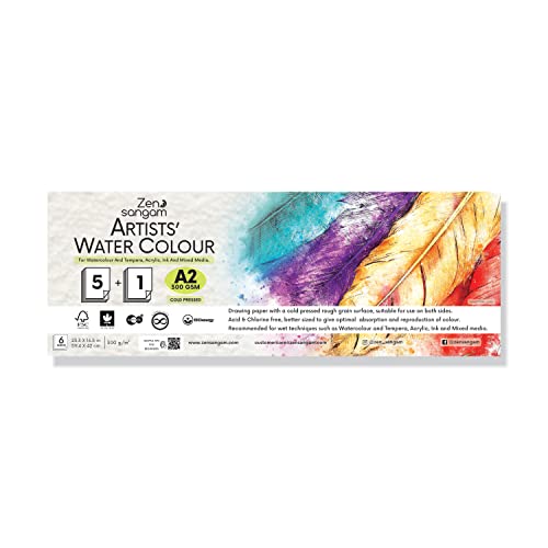 Zen Sangam Artists’ - A2 Watercolor Papers - 300 GSM - 100% Lignin-Free ...