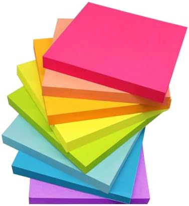 Snopake 76 x 76 mm Neon Assorted Sticky Notes [Cube of 450 Sheets ...