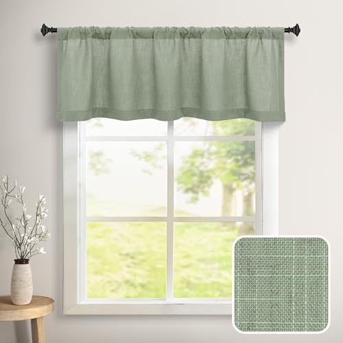 Amazon.com: DANCURTON Sage Green Valance for Windows Kitchen Living ...