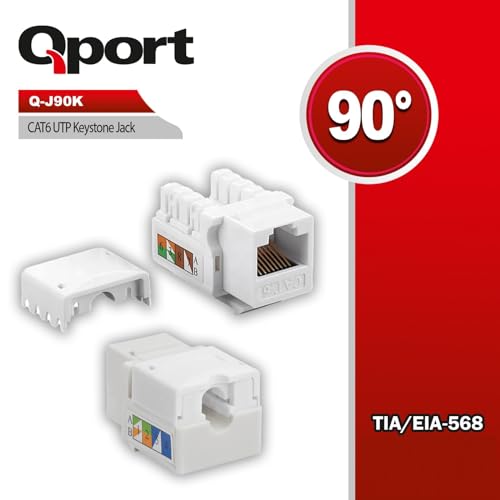 Qport Cat6 RJ45 90 Degree Keystone Jacks 5 Pack, 90-Degree Ethernet ...