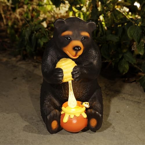 Amazon.com: YMXYJM Solar Garden Statue Bear Figurine, Garden Art ...