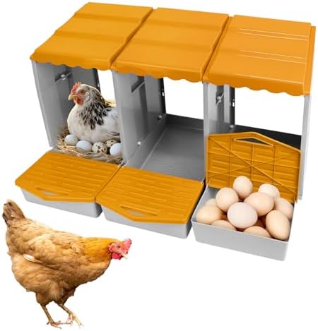 Chicken Nesting Box, 3-Chamber Laying Nest for Chickens, Plastic ...