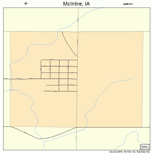 Large Street & Road Map of McIntire, Iowa IA - Printed poster size wall ...