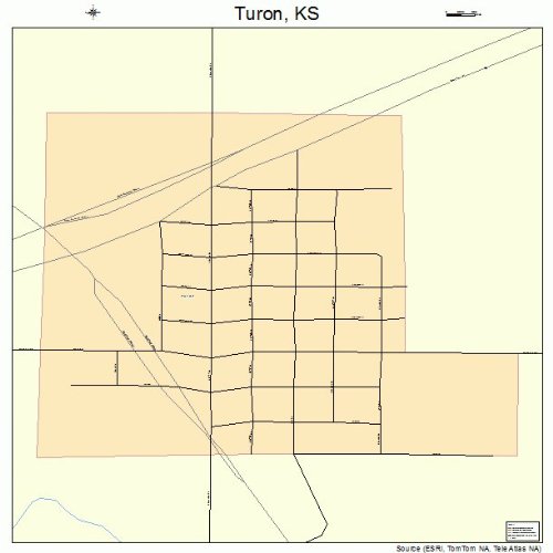 Large Street & Road Map of Turon, Kansas KS - Printed poster size wall ...