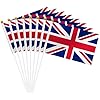 Amazon.com : 25 Pack UK Hand Held Flag, Britain Small Mini Stick Flag ...