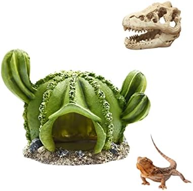 Amazon.com : REPTI ZOO Gecko Hide Cave with Feeder, Pumpkin Reptile ...
