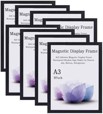 VAIIGO A3 Self-Adhesive Magnetic Display Frame, Magnetic Paper Holder ...