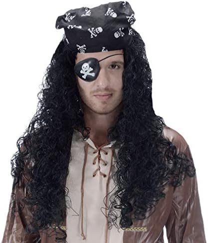 Amazon.com: STYLER Men's Long Curly Halloween Pirate Wigs - Synthetic ...