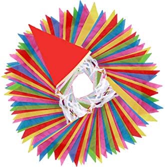 Topeedy 200M Multicolor Bunting Banner, Nylon Pennant Banners with ...