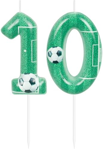 Zolunu Soccer Themed 10th Birthday Cake Candle, Number 10 Candle, Sport ...
