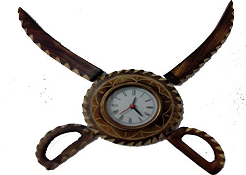 Buy Wooden Sword Design Wall Clock (6 inch Outer Frame, 3.75 inch Inner ...