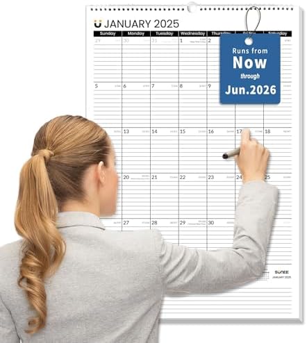 Amazon.com: SUNEE 2025 Wall Calendar Large 22.75"x15.5", 21 Month ...