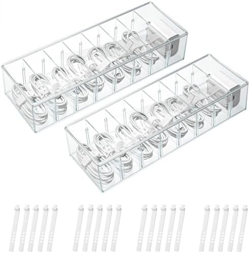 Pack of 2 Cable Storage Box, ZCXG Transparent Cable Organiser Box ...