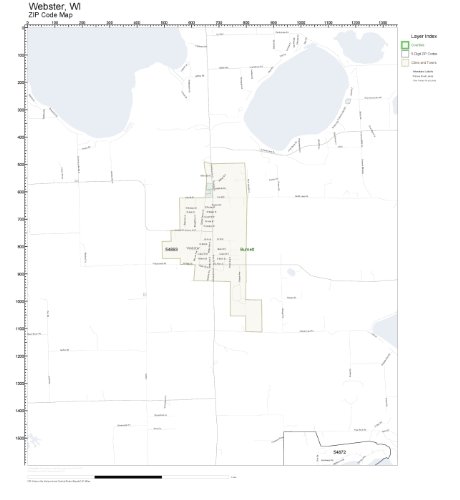 ZIP Code Wall Map of Webster, WI ZIP Code Map Laminated: Amazon.com ...