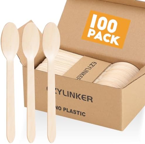 (100 Count) Disposable Wooden Spoons Set - Alternative to Plastic ...
