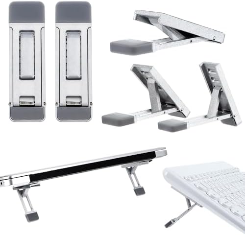 AOZUO 2 Pack Mini Laptop and Keyboard Stand, 3 Levels Adjustable Height ...