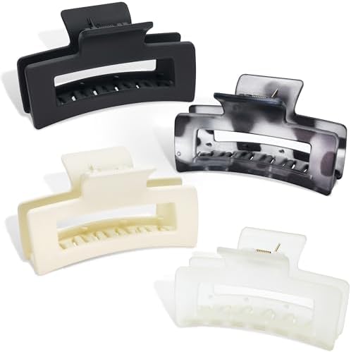 Amazon.com: Qooocy Rectangle Hair Claw Clips Large 4 Inch Matte Clear ...