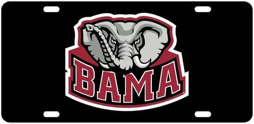 Amazon.com: Alabama Black Acrylic License Plate Car Tag, Bama : Sports ...