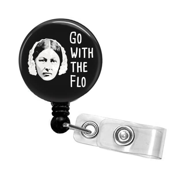 Amazon.com: Funny Go With the Flo Florence Nightingale Nurse Badge Reel ...